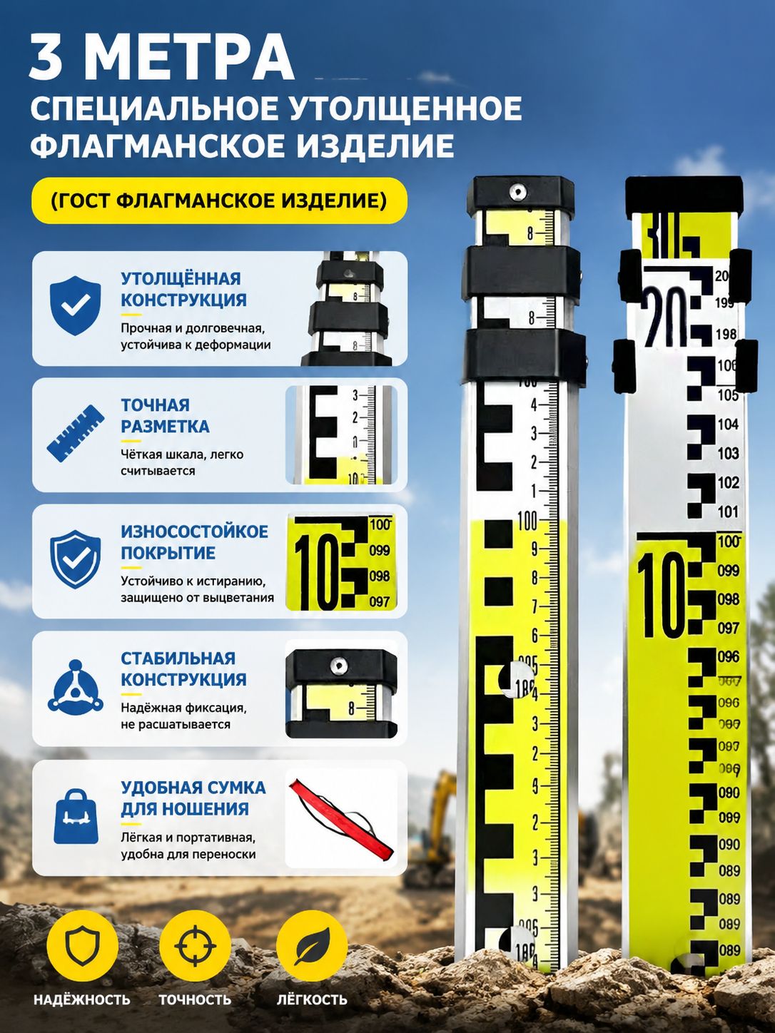 Рейка геодезическая Рейка нивелирная 3m
