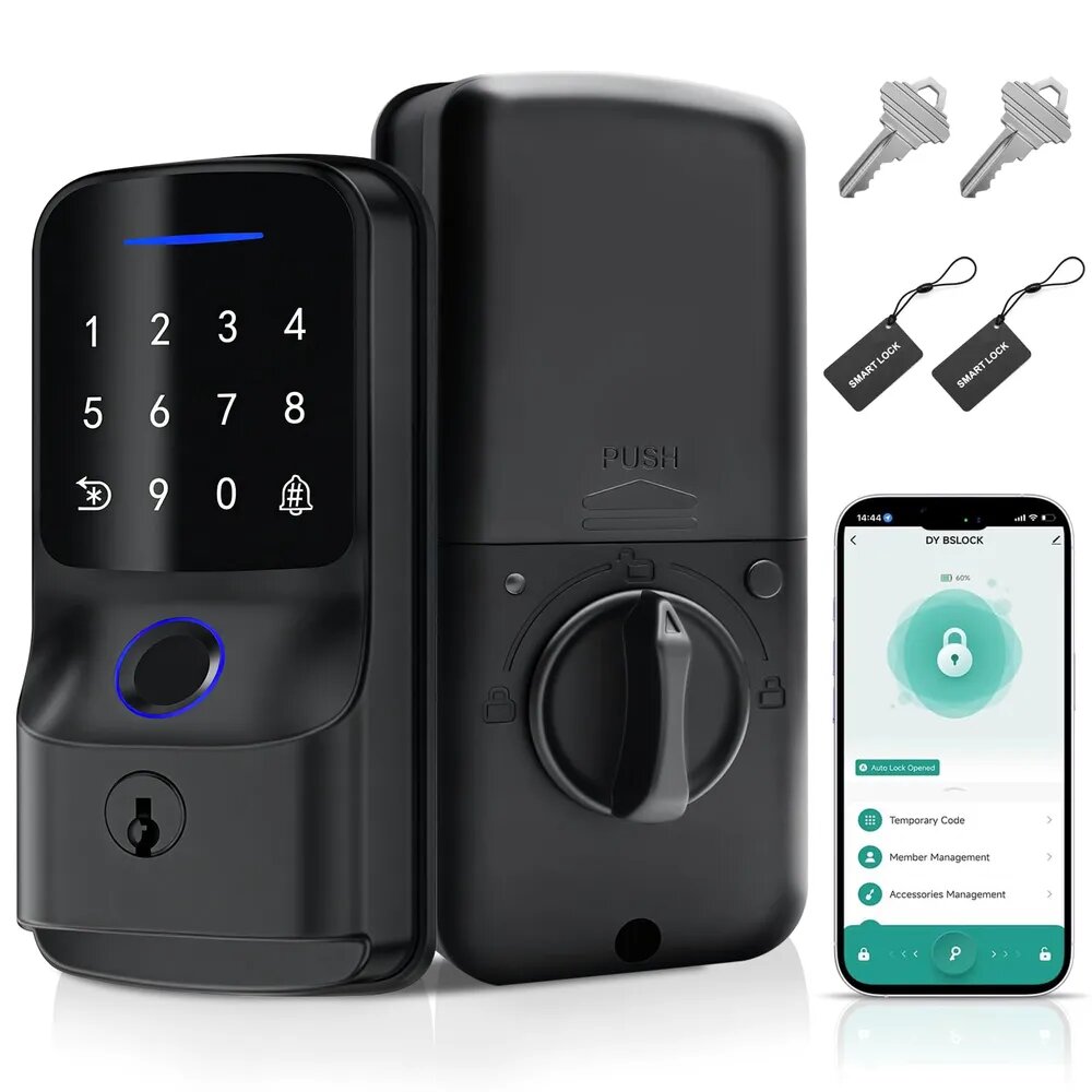 Интеллектуальный замок по отпечатку пальца с ключом и NFC-картой