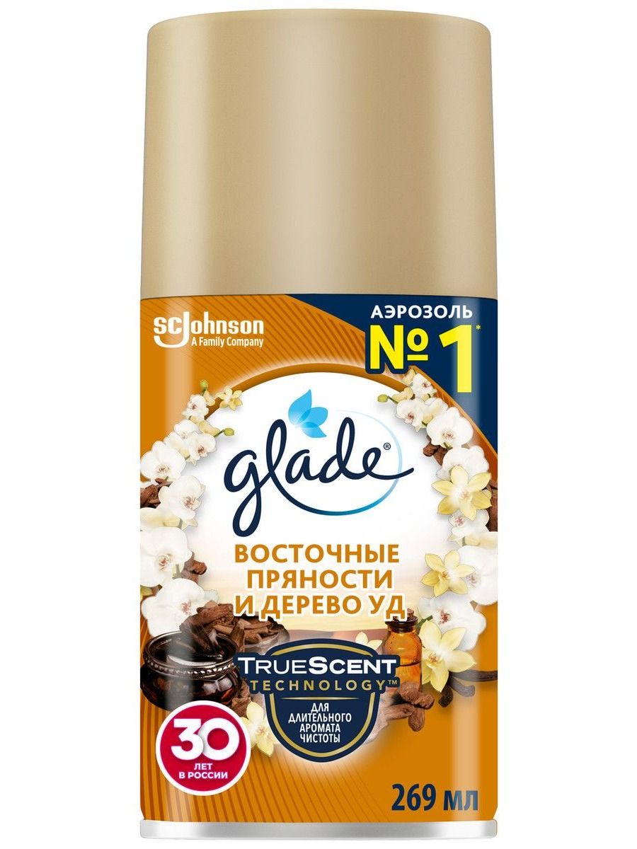 Glade Освежитель воздуха Automatic Восточные пряности и дерево уд сменный, освежитель воздуха для дома, ароматизация