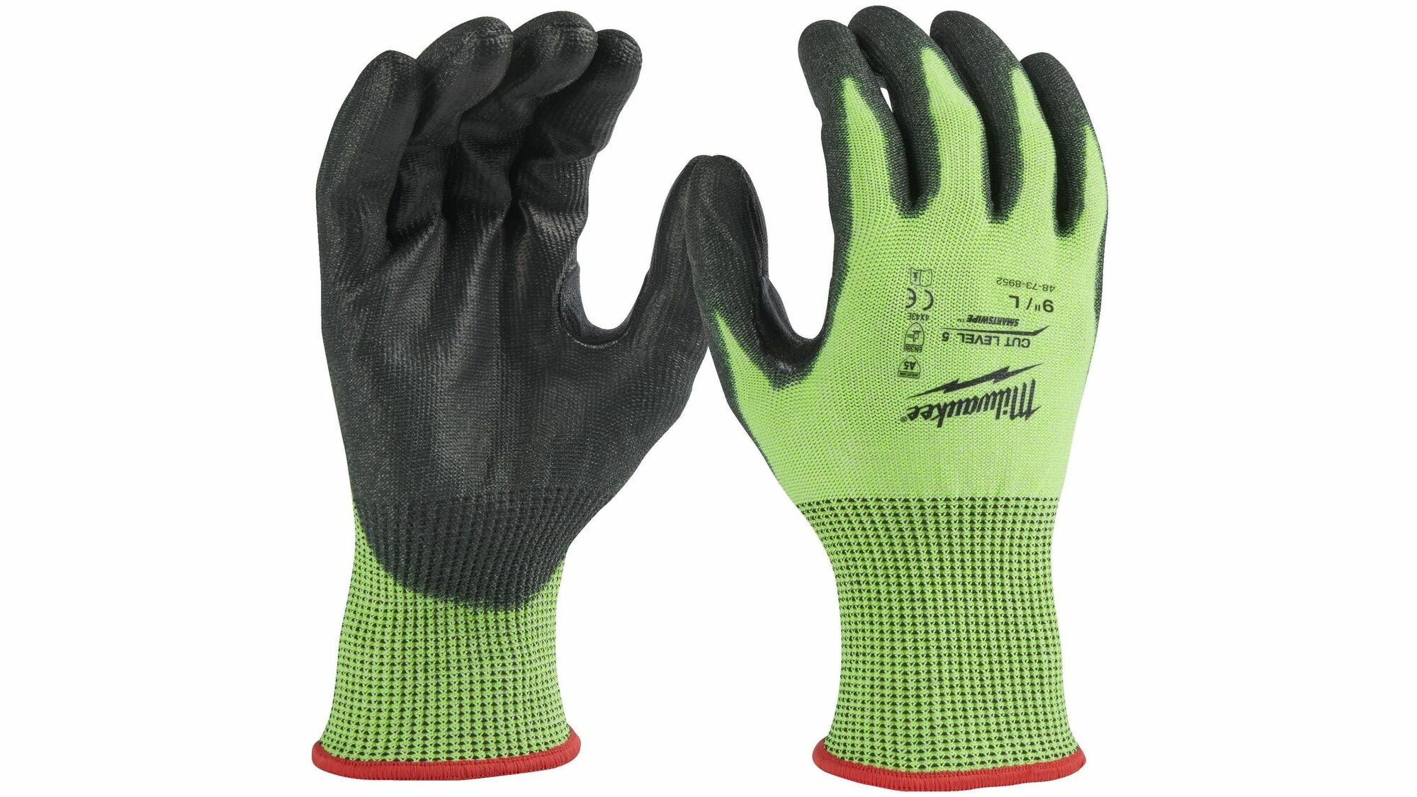 Перчатки защитные Milwaukee Hi-Vis Cut level (Хай Виз КатЛевел) с сопротивлением порезам, уровень 5/E, 7/S
