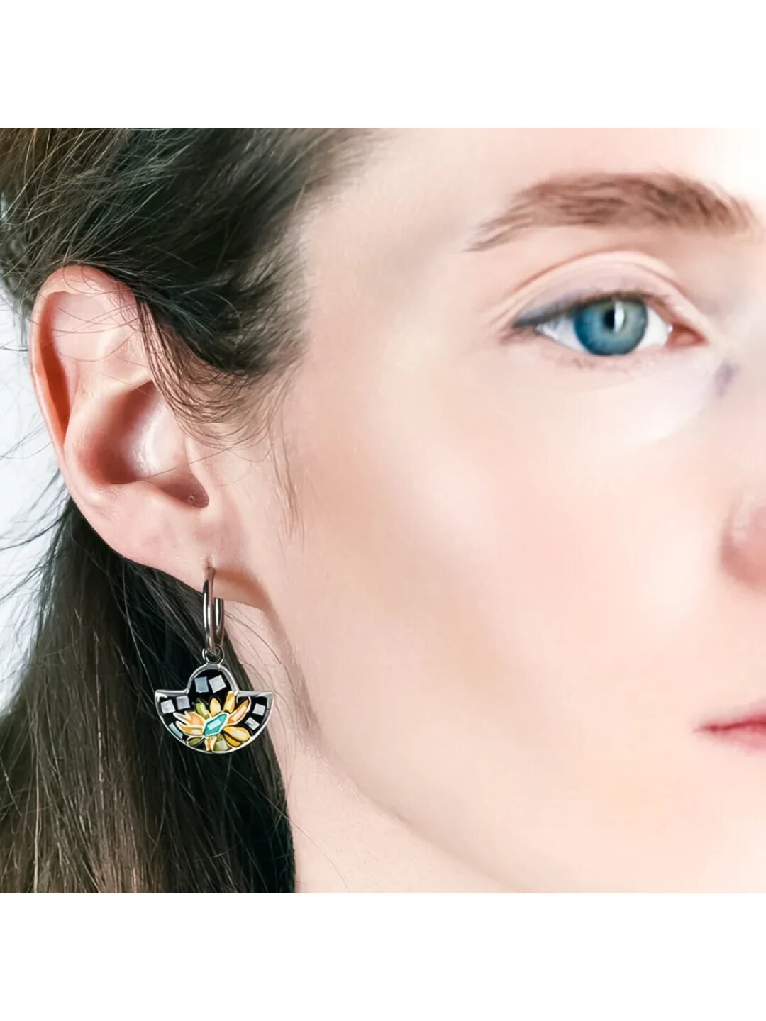 Серьги Fiore Luna, бежевый, серый, черный, серебряный — фото 1