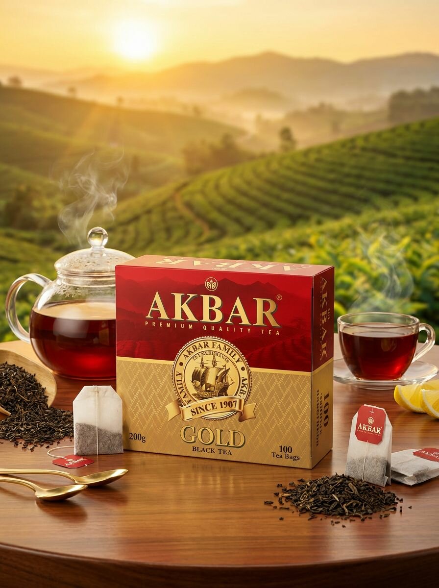 Чай черный AKBAR GOLD цейлонский пакетированный, 100 пак