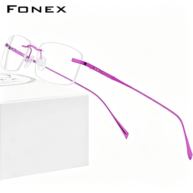 FONEX фиолетовые титановые очки без оправы