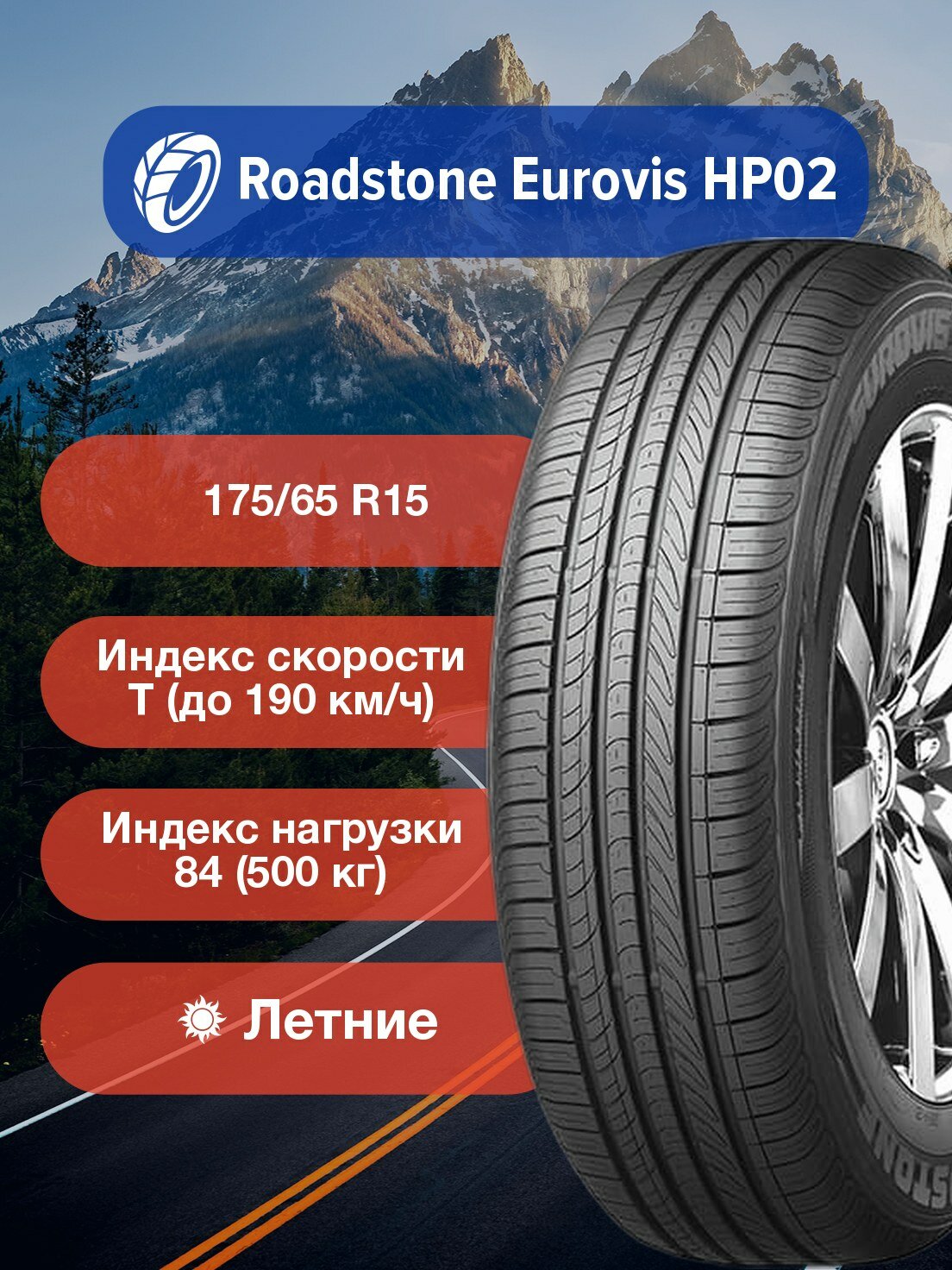 Легковые Летние Шины Roadstone Eurovis HP02 175/65 R15 84T-R15782 для легковых автомобилей и кроссоверов