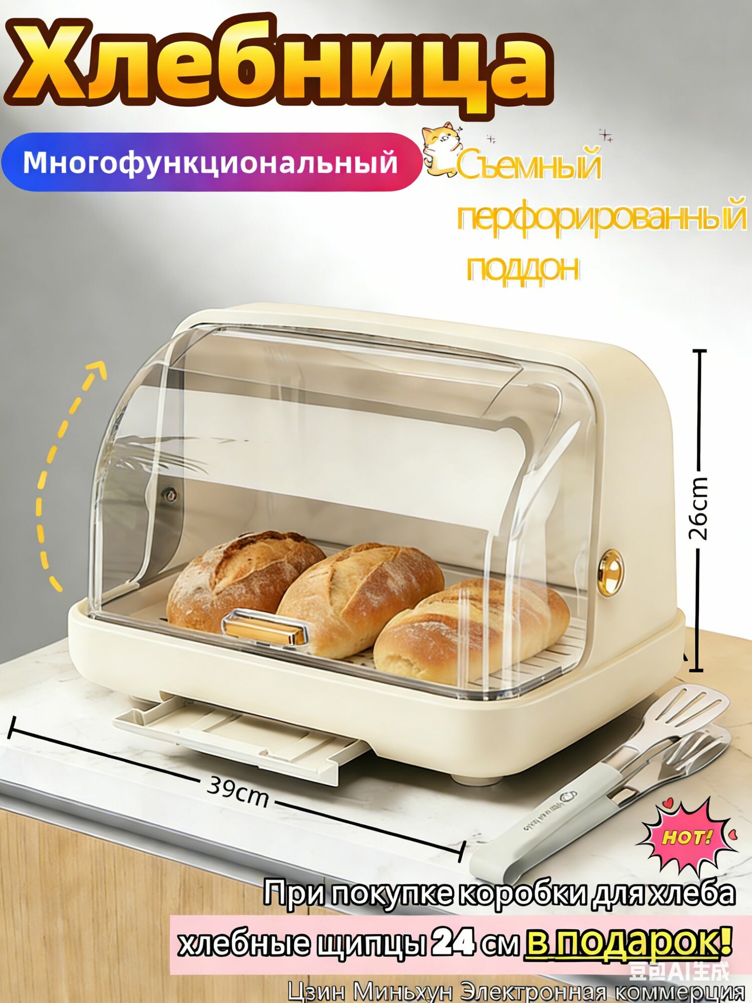 Хлебница, 39 см х 27 см х 26 см