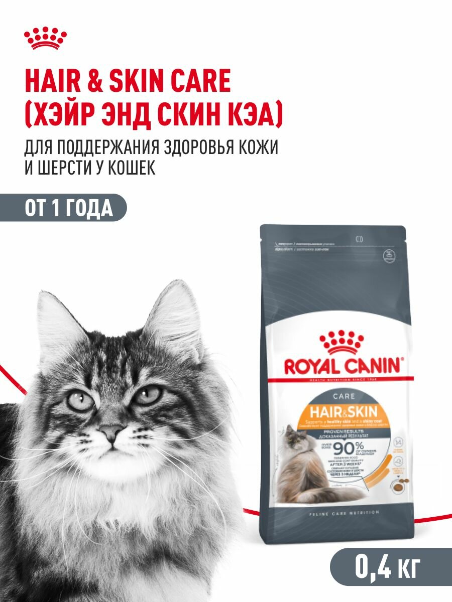 Сухой корм для кошек Royal Canin Hair&Skin Care для шерсти и кожи, 400 г