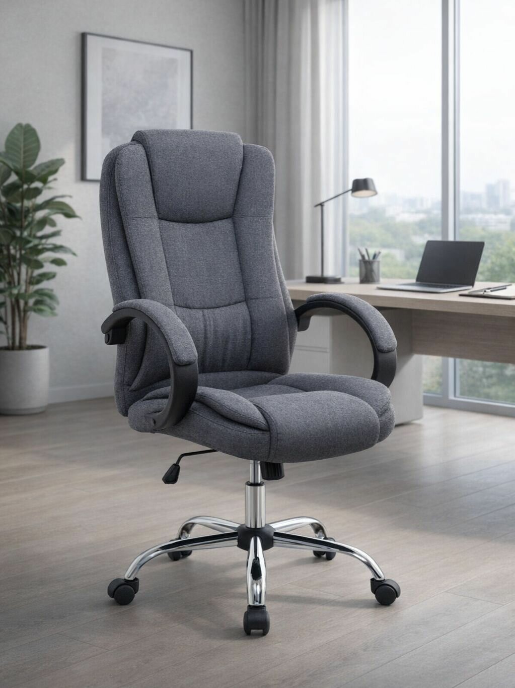 Кресло компьютерное офисное HALMAR RELAX 2 тканевое, серое