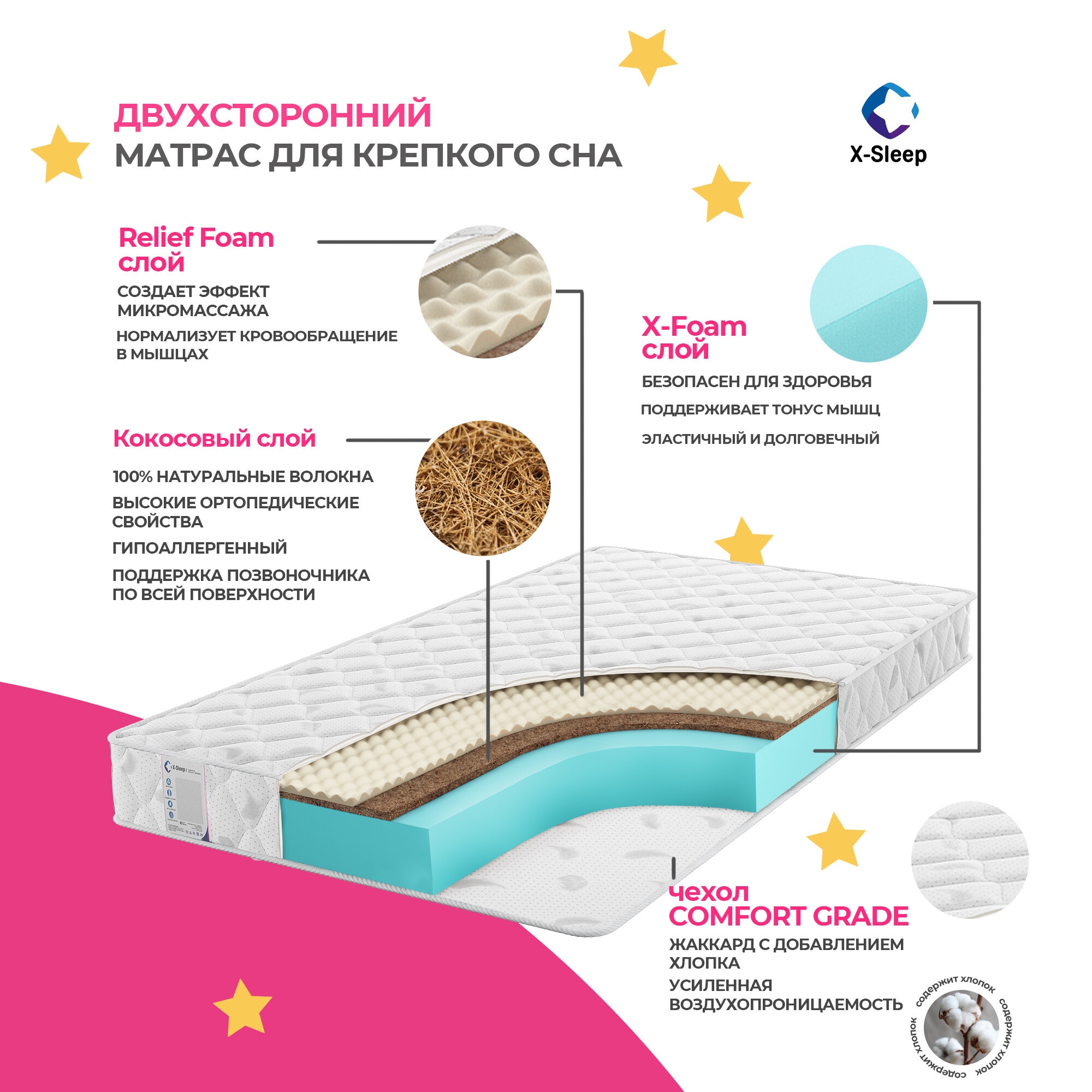 X sleep matras bespruzhinnyy 70h120 sm