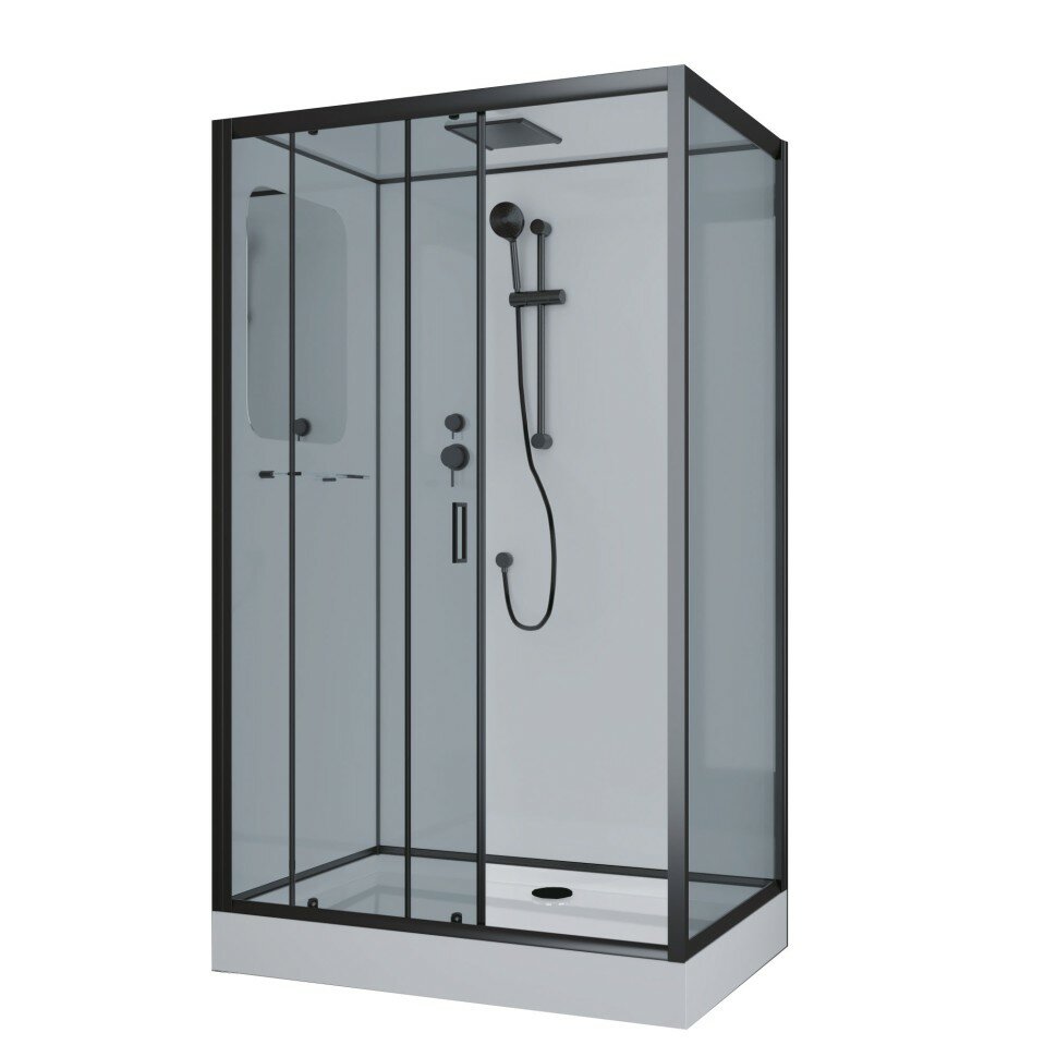 Душевая кабина Niagara Premium NG-6912-01QL BLACK (120х80х210) низкий поддон(16 см), черный, стекло тонированное,4 места