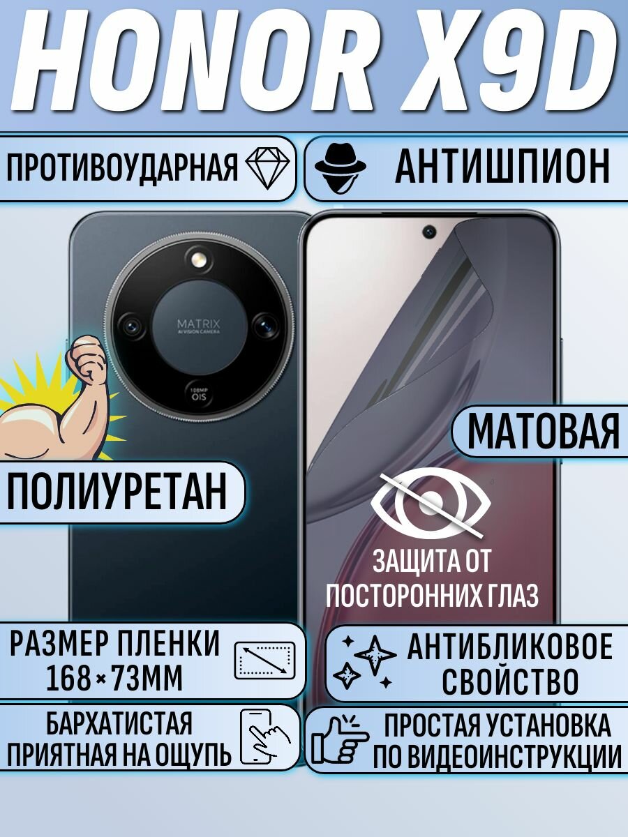 Гидрогелевая пленка Honor X9D / хонор x9d антишпион матовая