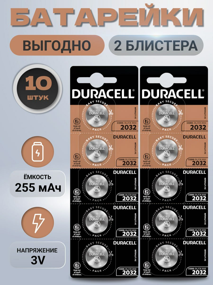 Батарейки CR2032 3V литиевые для электроники, весов, глюкометра, 10 шт для глюкометра для весов для электроники