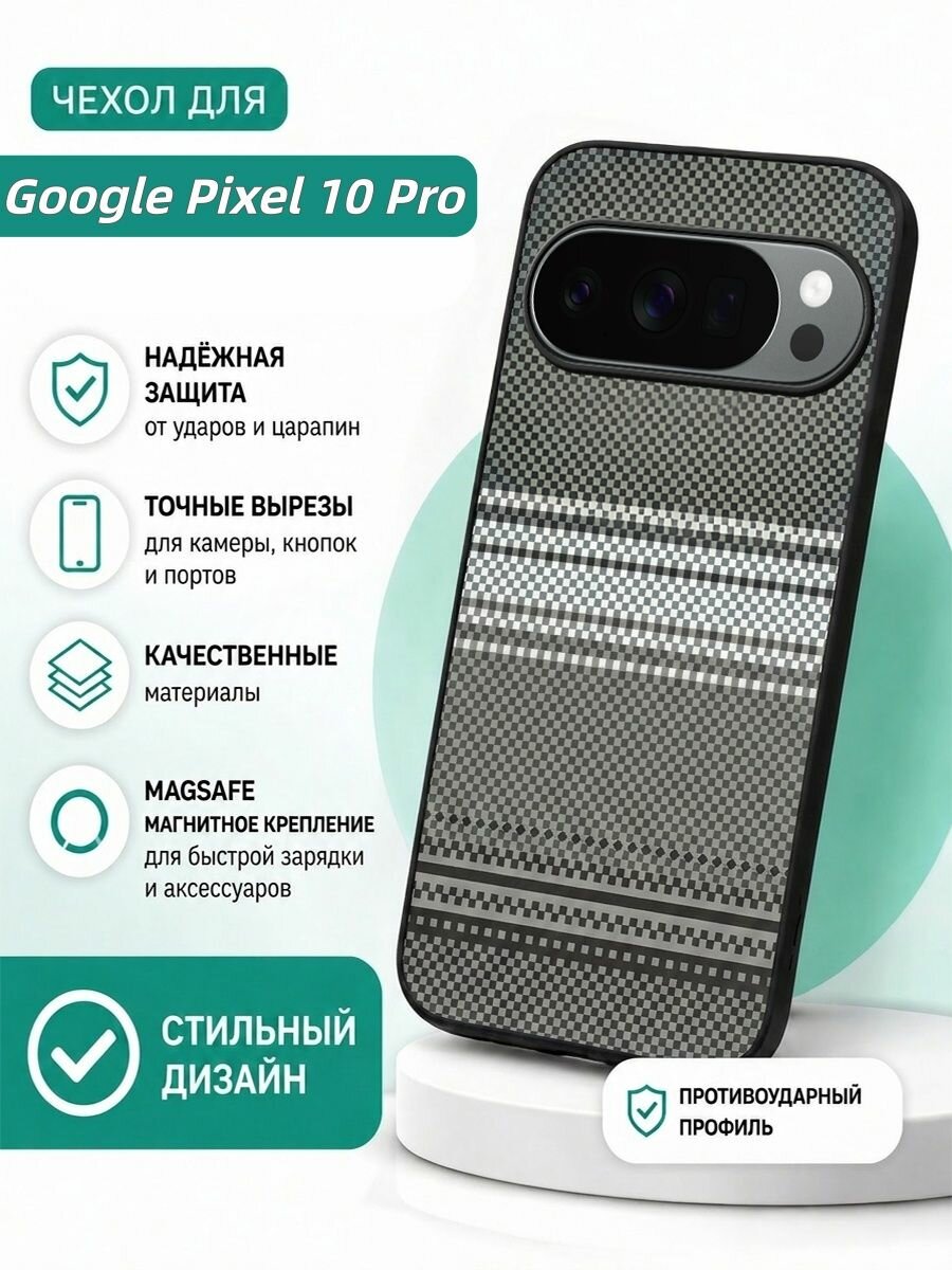 Магнитный кожаный чехол для Google Pixel 10 Pro XL (Гугл Пиксель 10 Про ХЛ) сель 10 Про ХЛ) , текстура кевлара