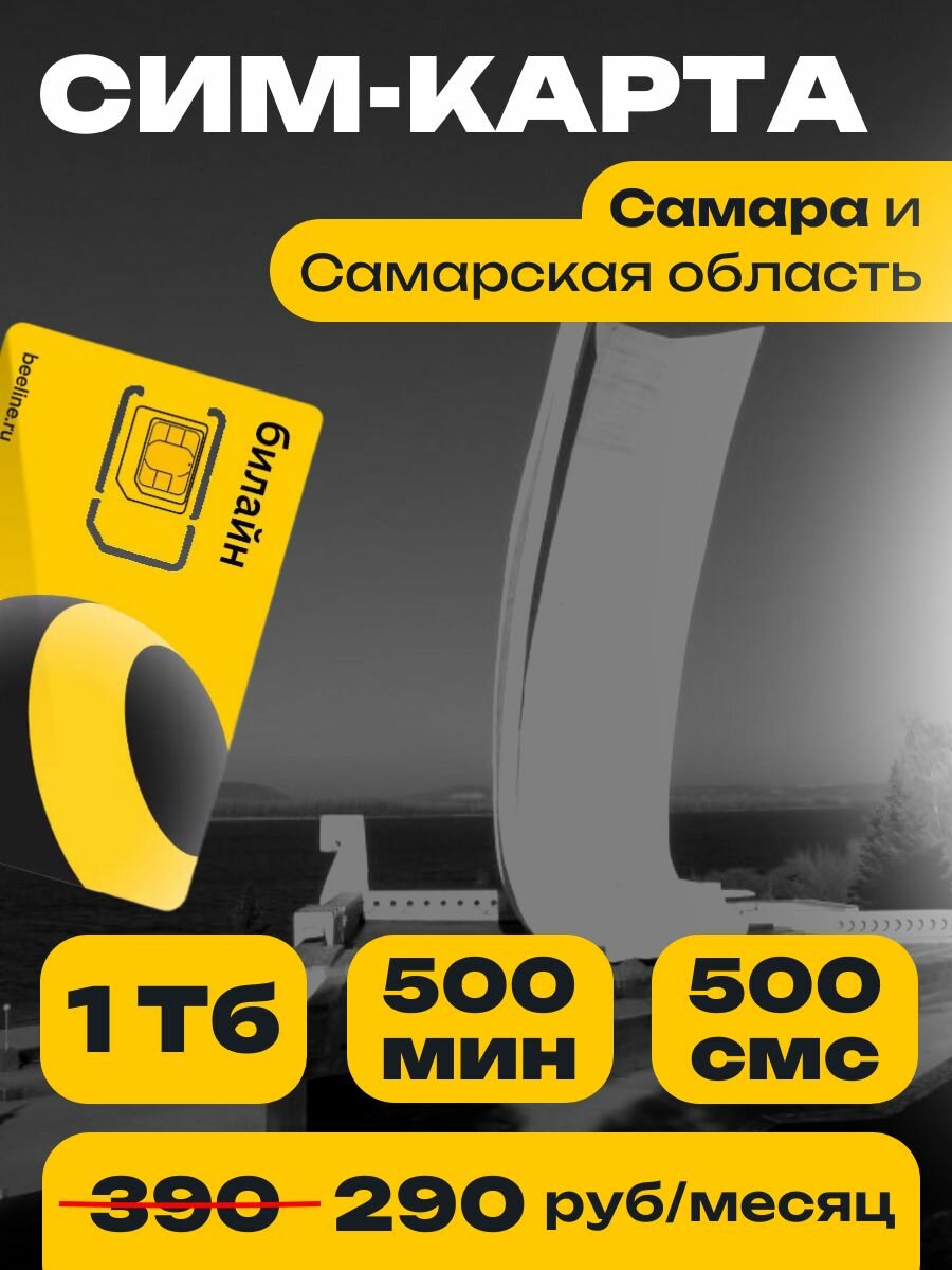 Сим-карта Билайн тариф Эксклюзивный Онлайн Лайт Самарская область 1024 Гб + 500 минут за 290 руб.