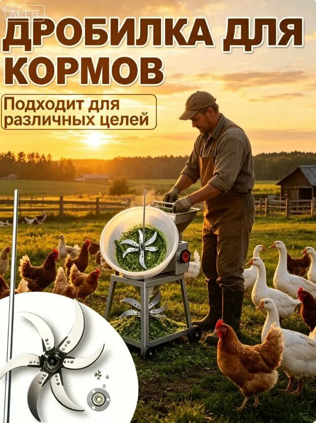 Измельчитель кормов из утолщенной стали, подходящий для резки травы, овощей, дынь и других кормов