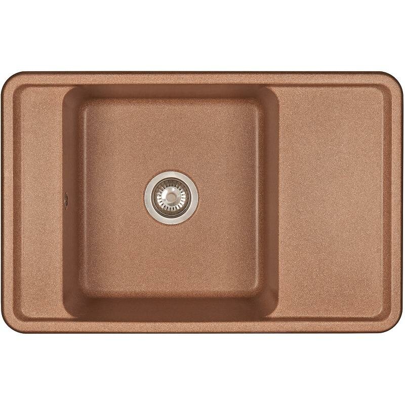 Мойка для кухни Aquaton 78х51 1A725032BS270 терракотовая, 1 чаша, литьевой мрамор