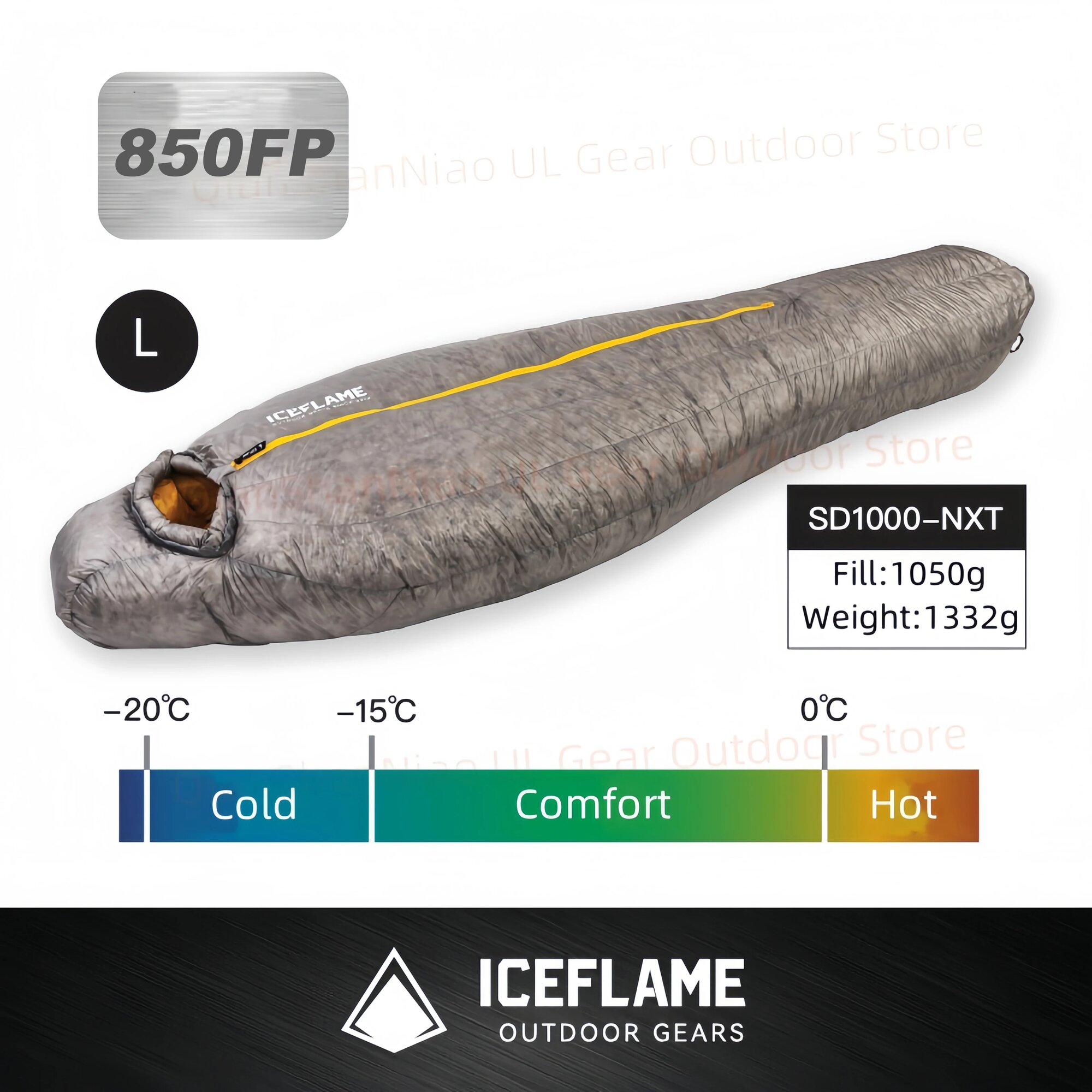 ICE FLAME Пуховый спальный мешок для кемпинга "Мами" серый Наружный ультралегкий 10D Универсальный спальный мешок Путешествие Похождение Горный альпинизм