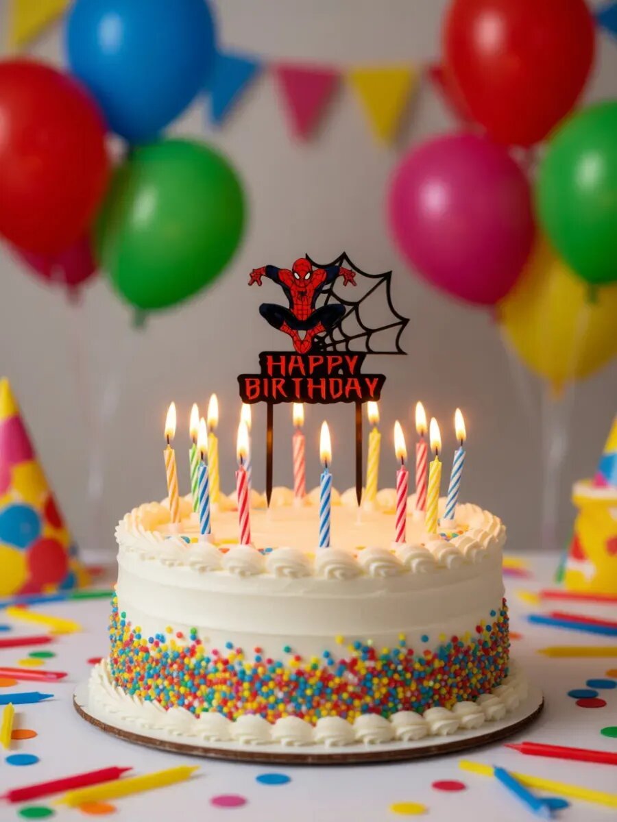 Топпер для торта Спайдермен Happy Birthday
