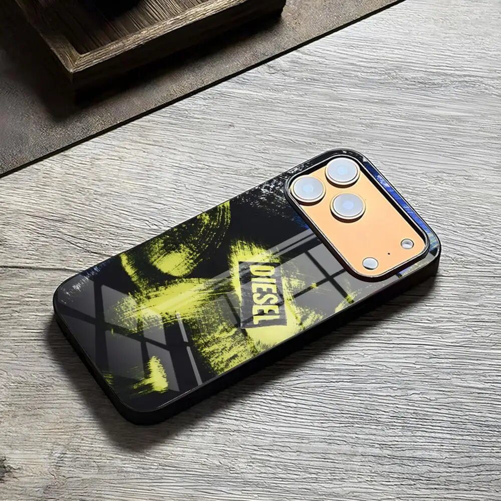 Чехол D-Diesel для iPhone 17 Air 16 15 13 12 14 11 Pro Max Glass Черный, Black9, iPhone15 ProMax