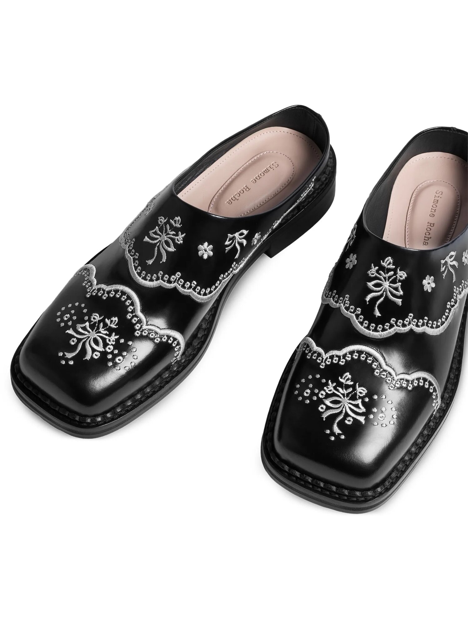 Мюли Simone Rocha Embroidered leather mules, размер 38 — фото 1