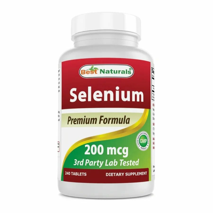 Селен Best Naturals 200 мкг для иммунитета и щитовидной железы, 30 капсул