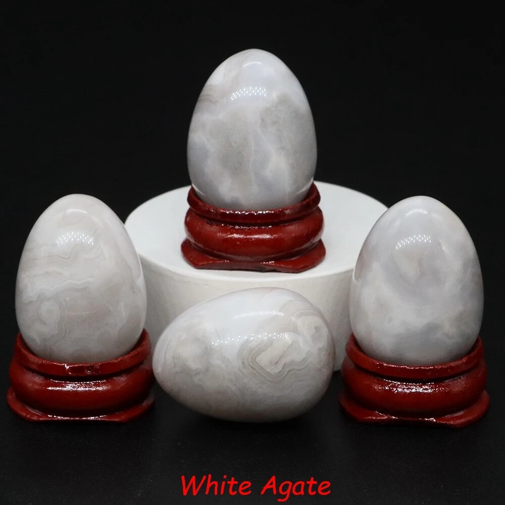 Натуральный кристалл яйцо для массажа Белый, 1PC, White Agate