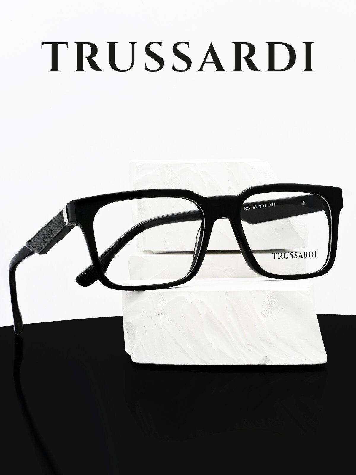 Оправа для очков Trussardi TSM 6138 A01 пол Мужской форма оправы Квадратная цвет оправы Чёрный