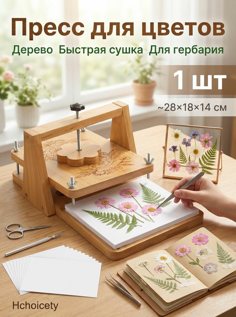 Деревянный набор для многослойного тиснения 11 x 7 дюймов, с аксессуарами, съемным устройством для тиснения образцов растений для изготовления образцов растений своими руками.