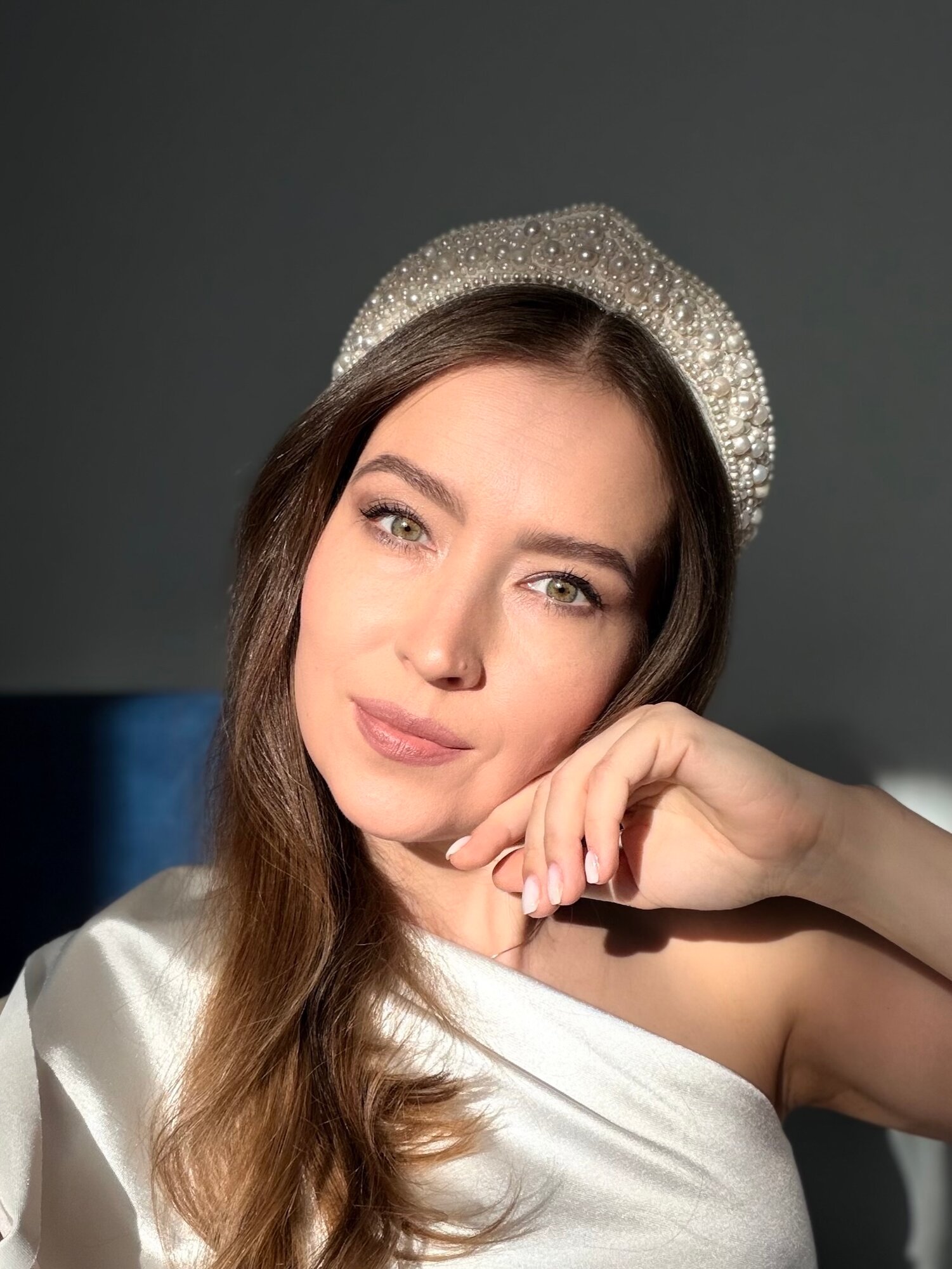 Венец-кокошник с натуральным жемчугом