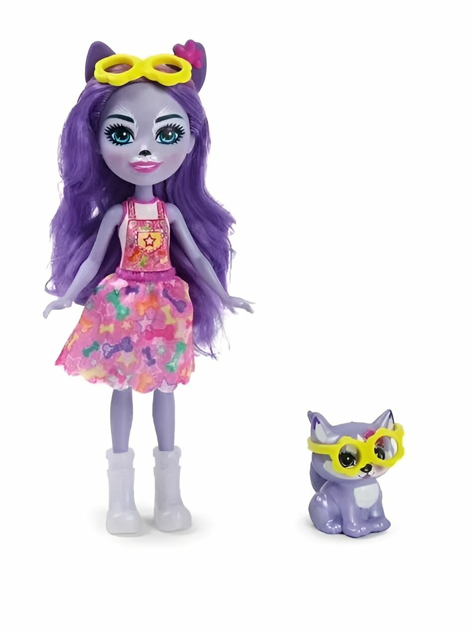 Кукла Enchantimals City Tails , HADLEY Husky & SLENDER, Хэдли Хаски и питомец Следдер, HHB90