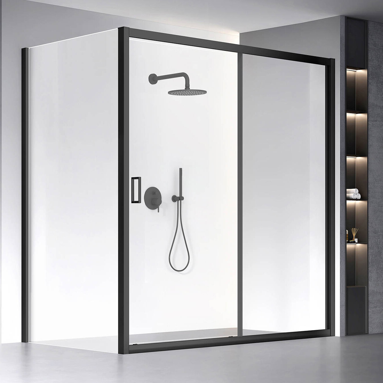 Душевой уголок Veconi Rovigo RV-060B 170х90 см, профиль матовый черный, стекло прозрачное