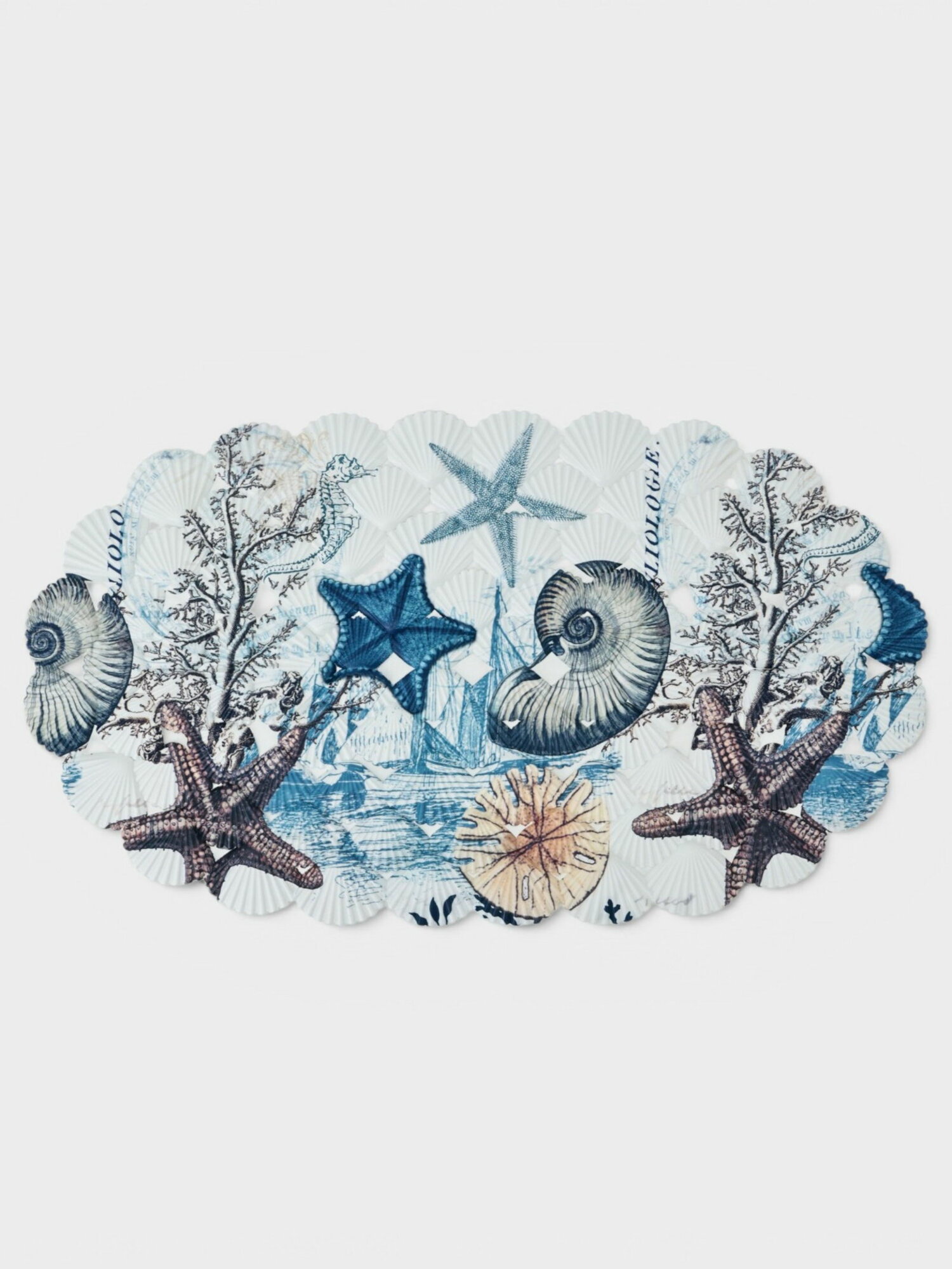 Коврик противоскользящий в ванну на присосках "Ракушки", 39x65 см