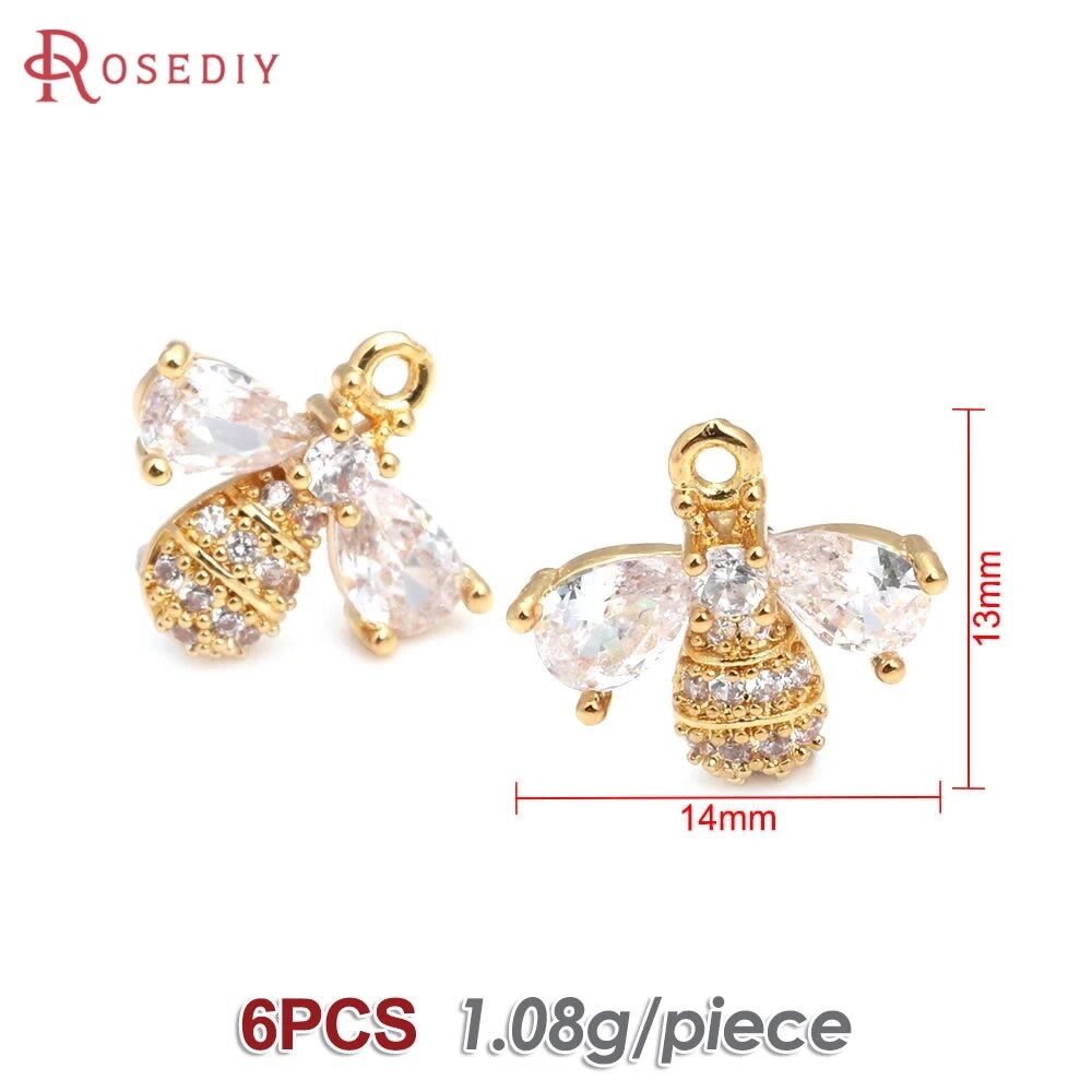 Подвески Rosediy латунь 18-каратное золото 18K Gold Color, 13x14MM 6PCS