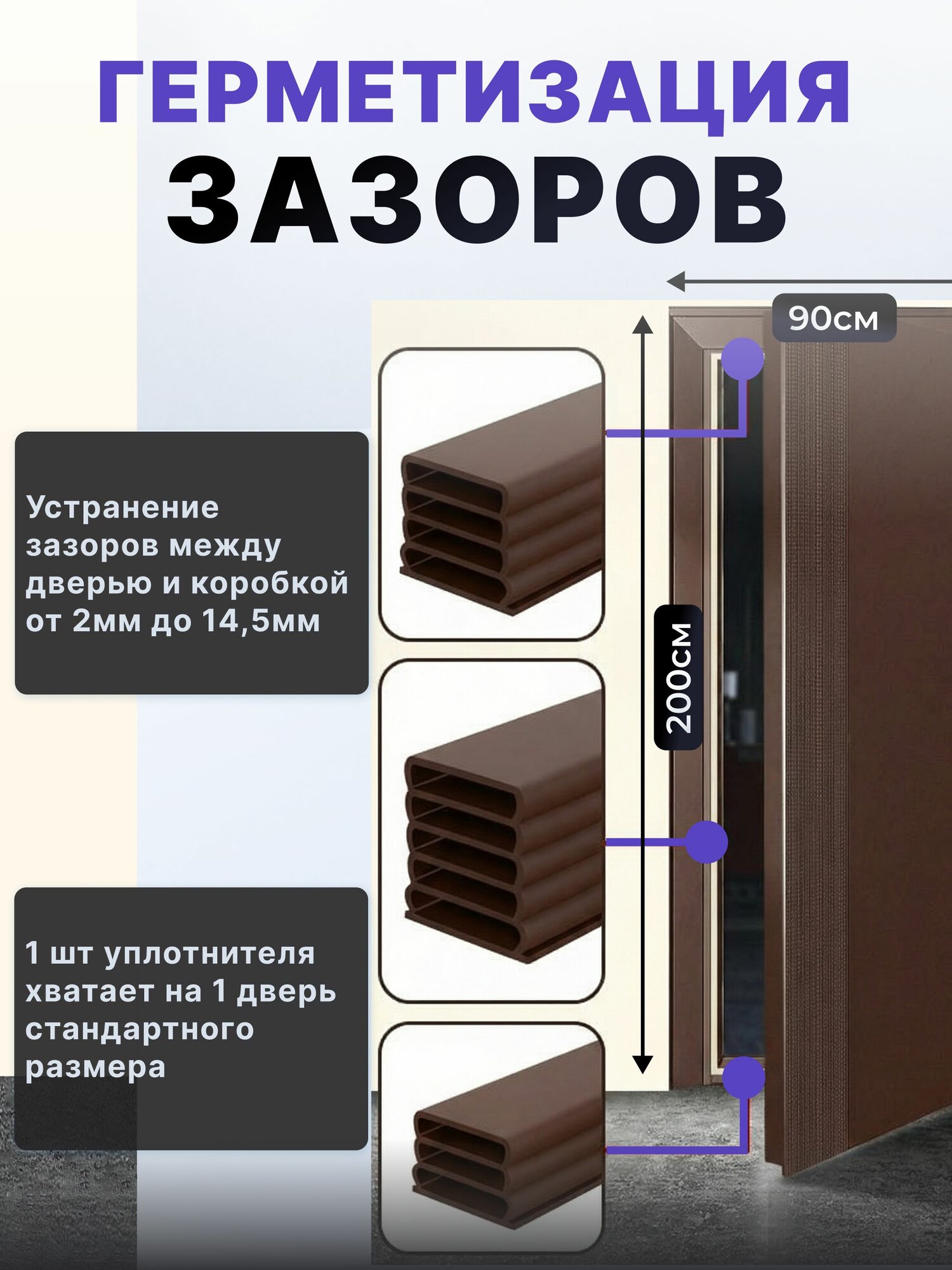 Уплотнитель для входной двери самоклеющийся — фото 1