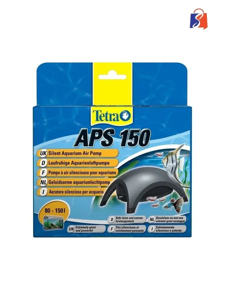 Компрессор Tetra APS 150 для аквариума 80 - 150 л (150 л/ч, 3.4 Вт, 1 канал, регулируемый), антрацит