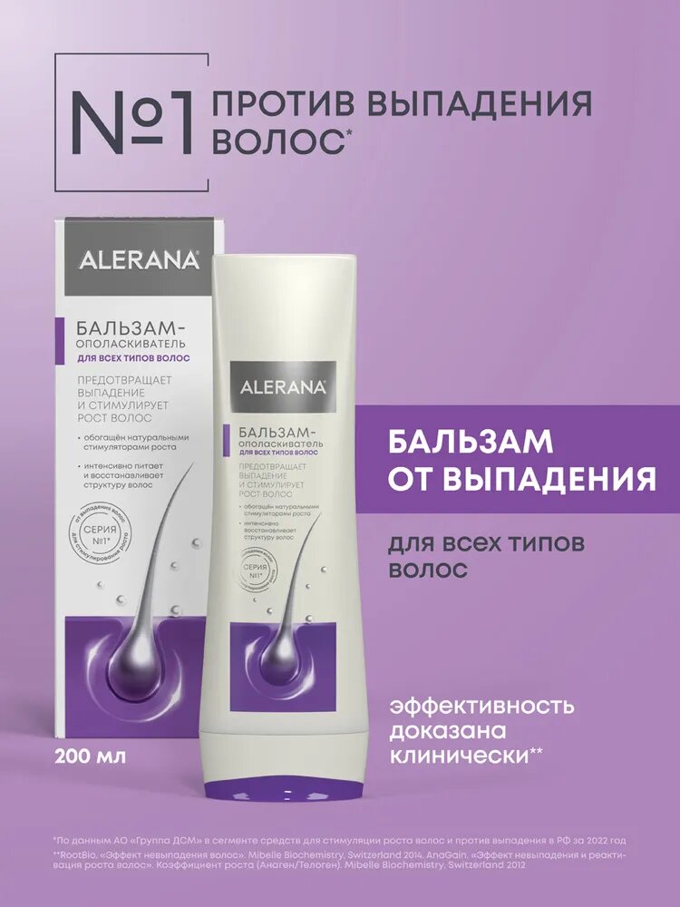 ALERANA бальзам от выпадения, для поврежденных, сухих и ломких волос всех типов, 200 мл