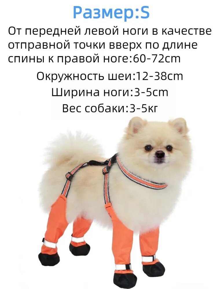 Обувь для собак Ботинки для собак на подтяжках Водонепроницаемый протектор лап домашних животных, оранжевый