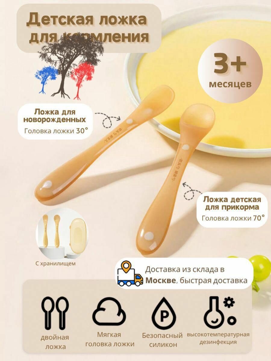 Детская ложка для кормления, 2 шт, обучающая ложечка для первого кормления новорожденных, младенцев, малышей,
