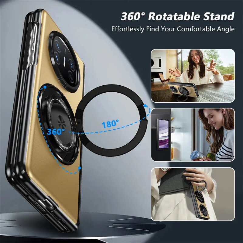 Чехол для Huawei Mate X3 gold с кольцом 360°