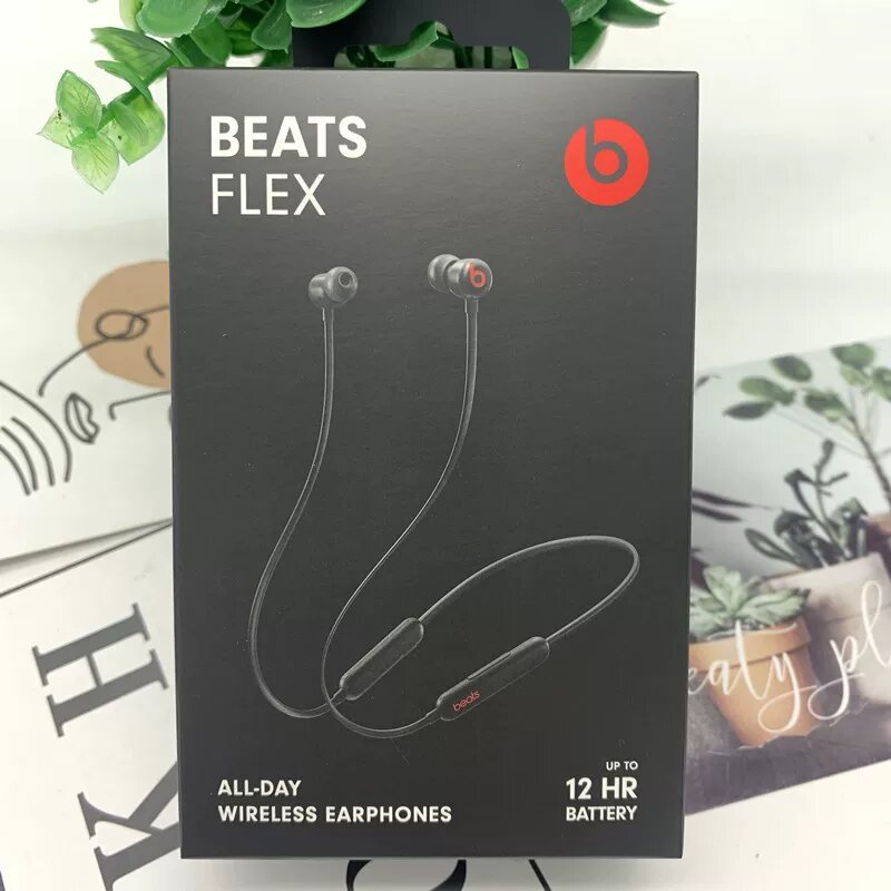 Беспроводные наушники Beats Flex с Bluetooth, вкладышные, спортивные с креплением на шее для Apple, оригинальные, черные