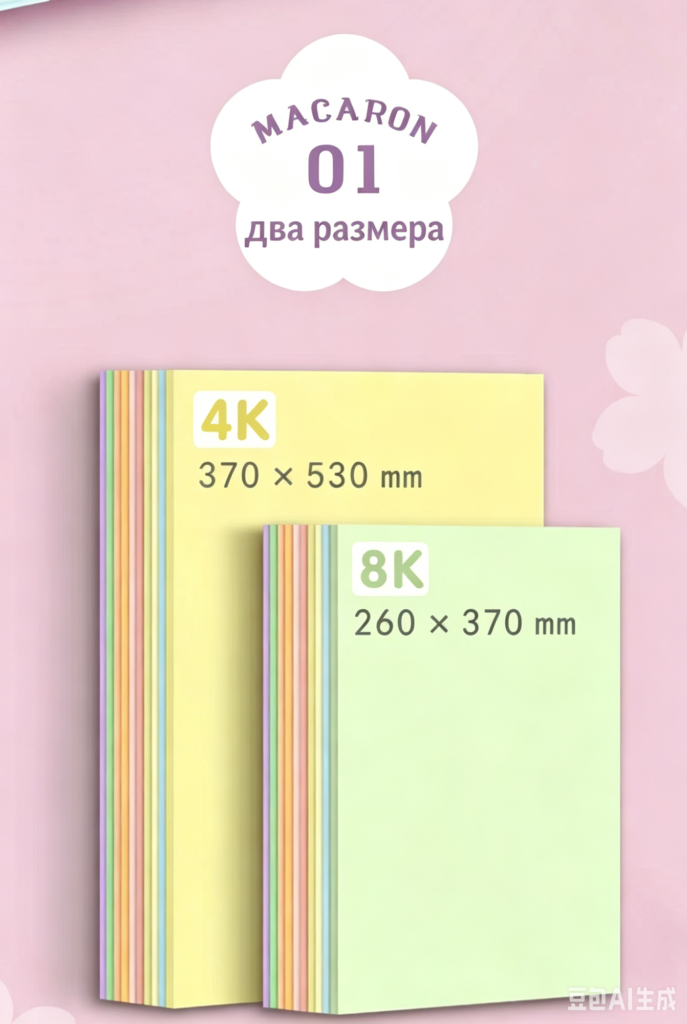 Цветной картон Marie's "Макарон" 4K, кремово-желтый, древесная масса, 50 листов