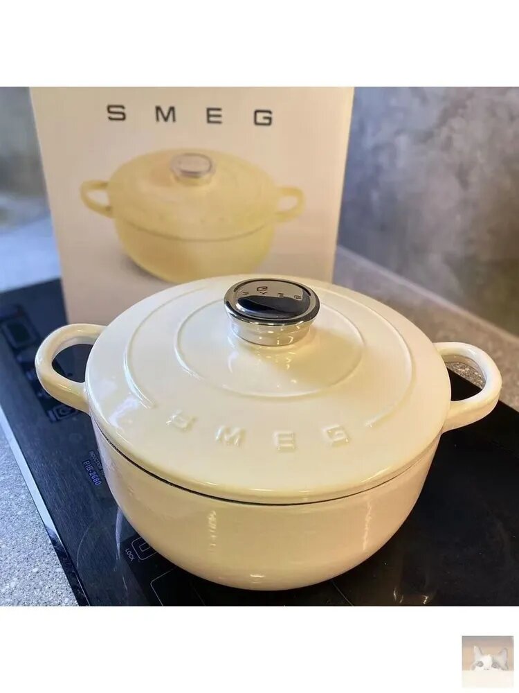 Уховарка Smeg 24 см 5 л с крышкой 2 шт чугун для супа
