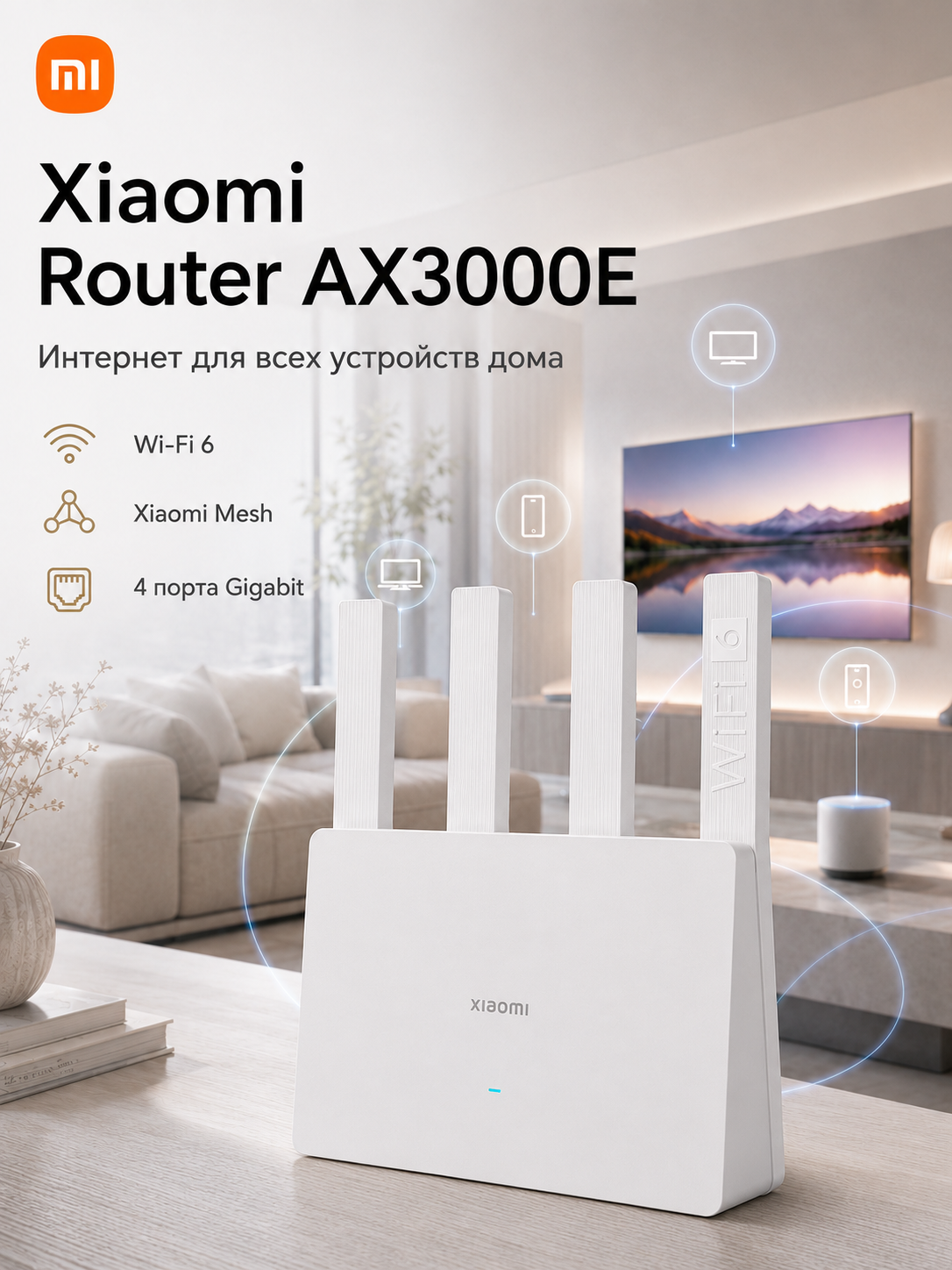 AX3000E мощный двухдиапазонный Wi-Fi 6 роутер Xiaomi для дома и игр, 2976 Мбит/с, Mesh, 4 Gigabit порта, CN