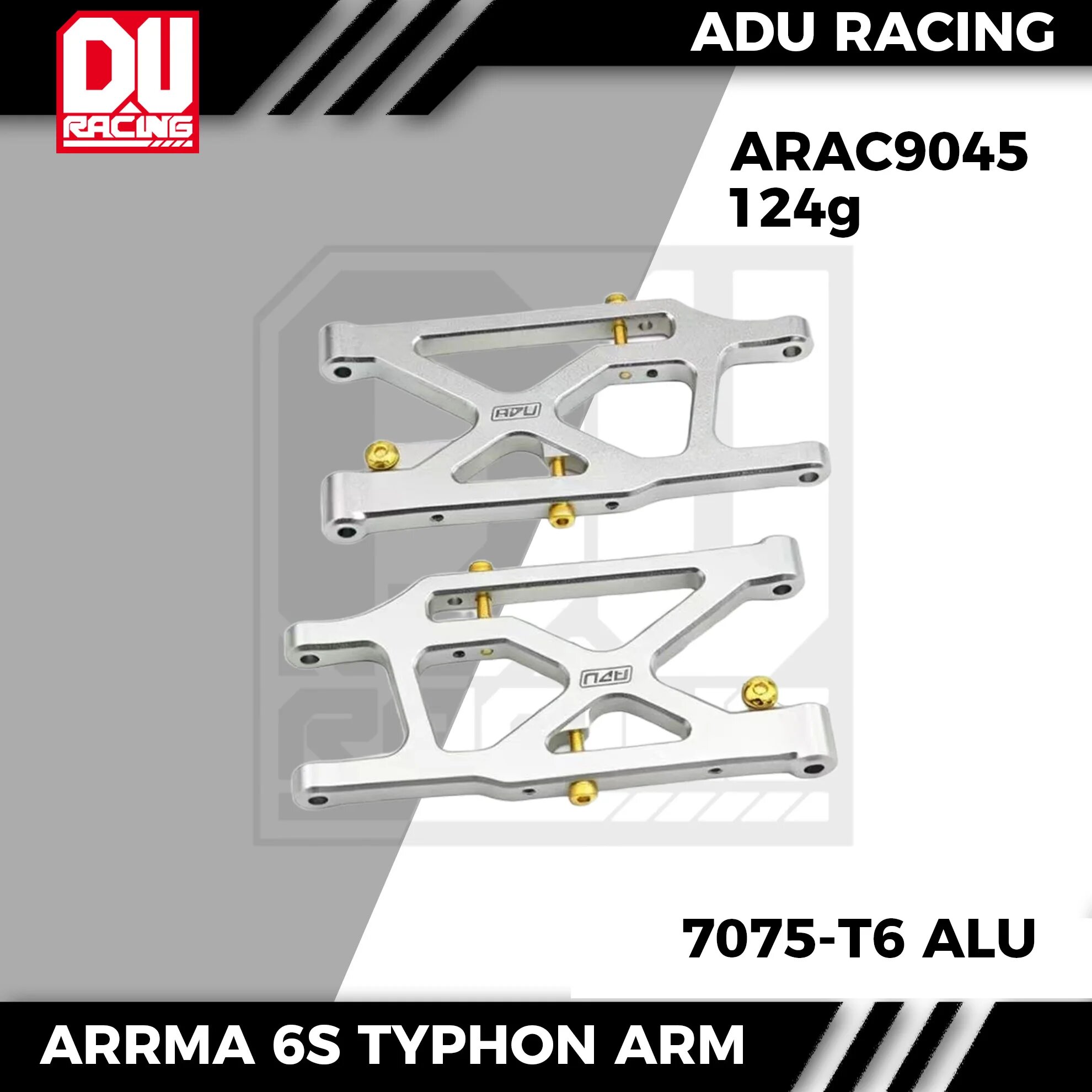 Комплект рычагов подвески ADU RACING 7075-T6 для ARRMA 1/7 Infraction, Limitless, 2pc TYPHON REAR