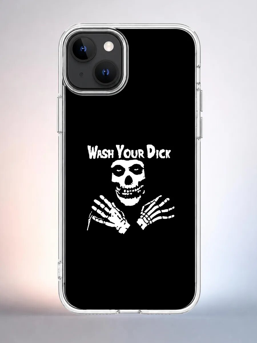 Чехол iPhone 14 череп Misfits силиконовый прозрачный