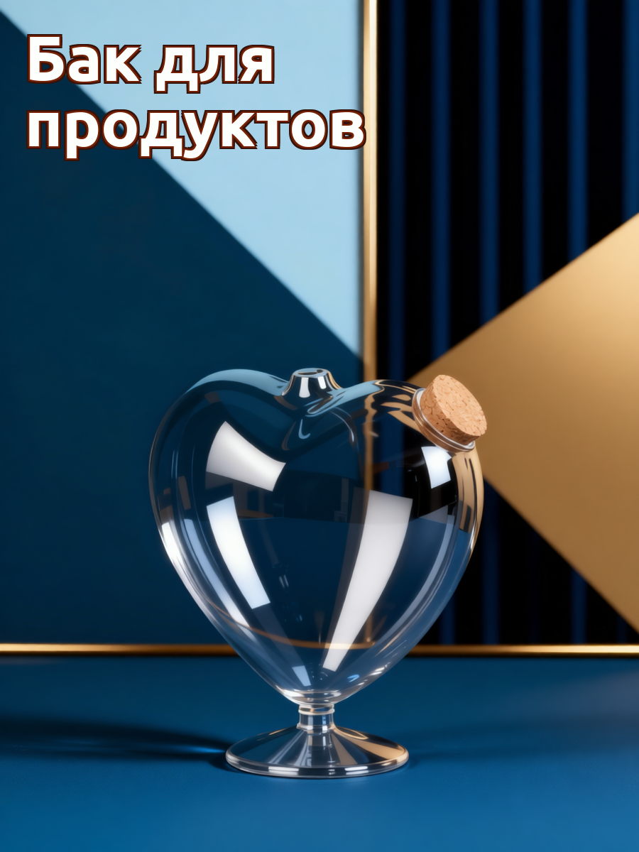 Прозрачная Стеклянная Банка Сердце Для Конфет С Пробковой Пробкой 19x16 См