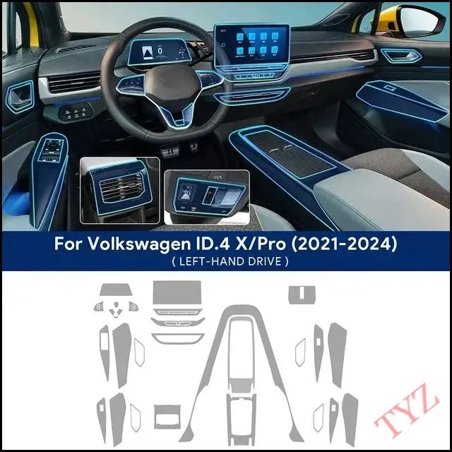 Пленка TPU для VW Volkswagen ID.4 ID4 X , наклейка покрытия салона автомобиля, яркая ремонтная мембрана, защитный стиль for ID.4 X Pro