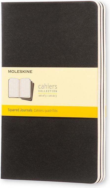 Блокнот Moleskine Cahier Journal черный, Large, 130х210мм, картон, 80 стр, в клеточку, в упаковке 3 шт.