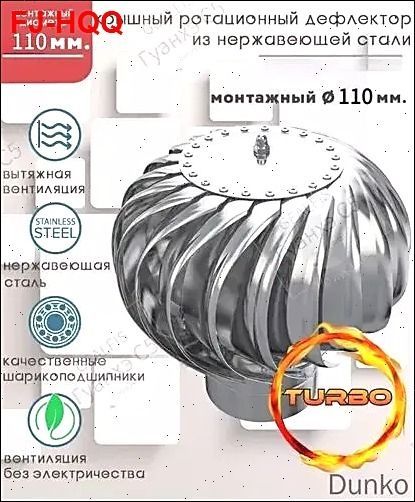 Дефлектор 110 мм для вентиляции, турбо-дефлектор нержавеющая сталь, на трубу 110 мм