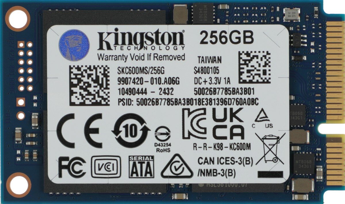 SSD накопитель Kingston KC600 SKC600MS/256G 256ГБ, mSATA, mSATA, mSATA