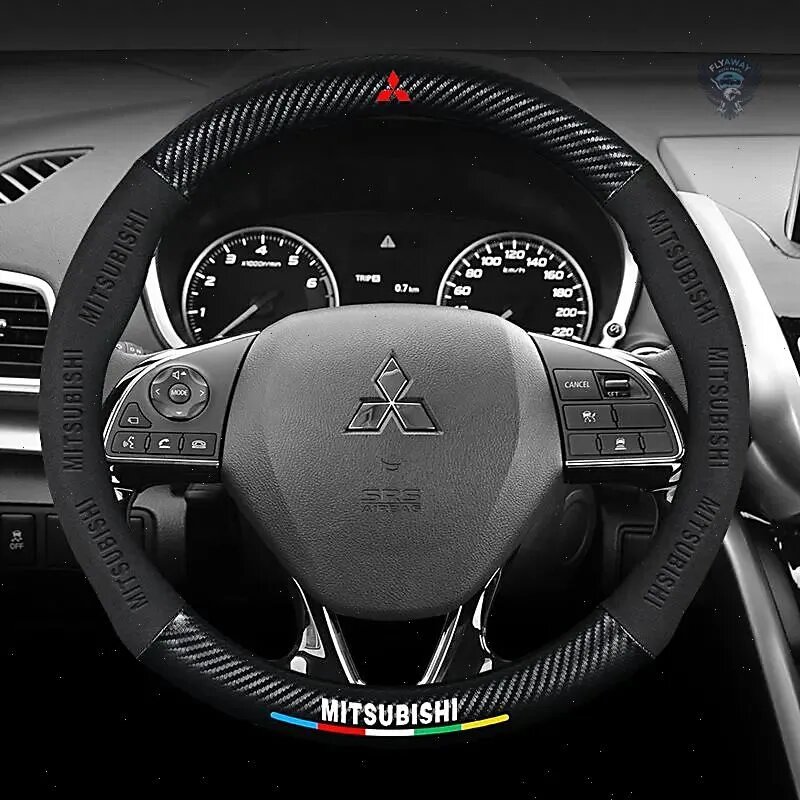 Оплетка на руль Mitsubishi, чехол из экозамши, диаметр 37 см, размер M, 1 шт.